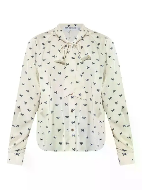 SELF-PORTRAIT Bow-print Shirt