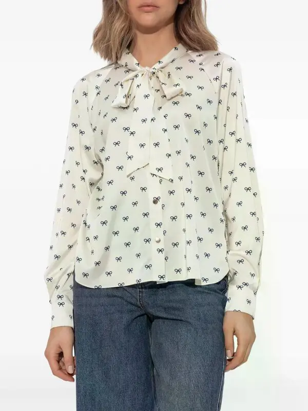 SELF-PORTRAIT Bow-print Shirt