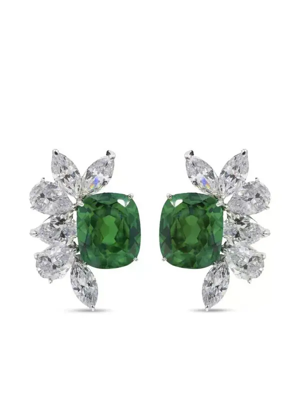 JUWELINA PARIS Sterling Roque Cuff Earrings - Green