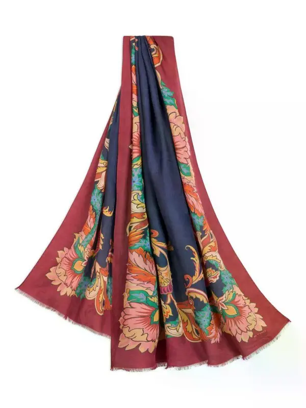 Etro Floral-print Jacquard Scarf - Red