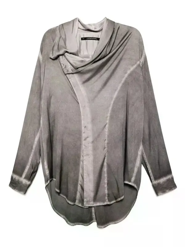 JULIUS Satin Wrap-neck Shirt - Grey