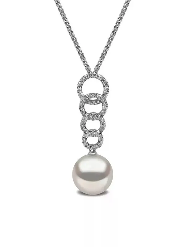 Yoko London 18kt White Gold Freshwater Pearl And Diamond Pendant Necklace - Silver