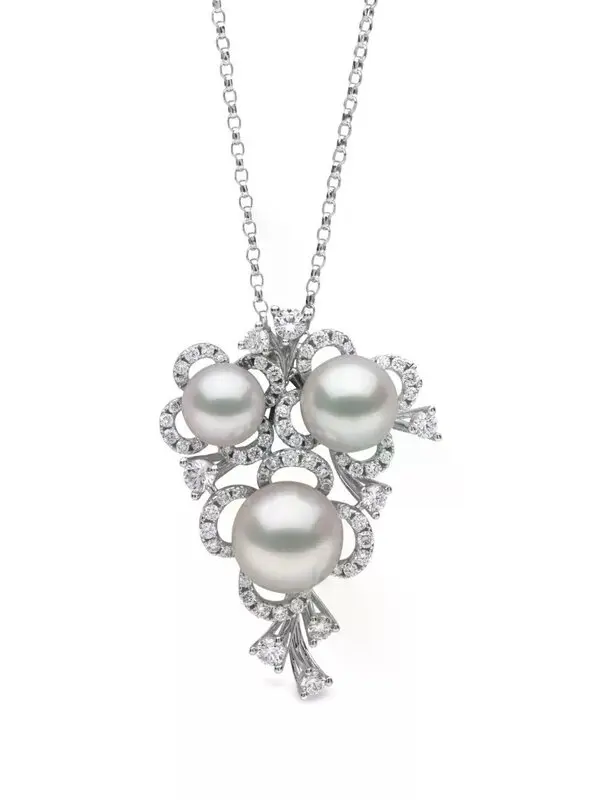 Yoko London 18kt White Gold Akoya Pearl And Diamond Pendant - Silver