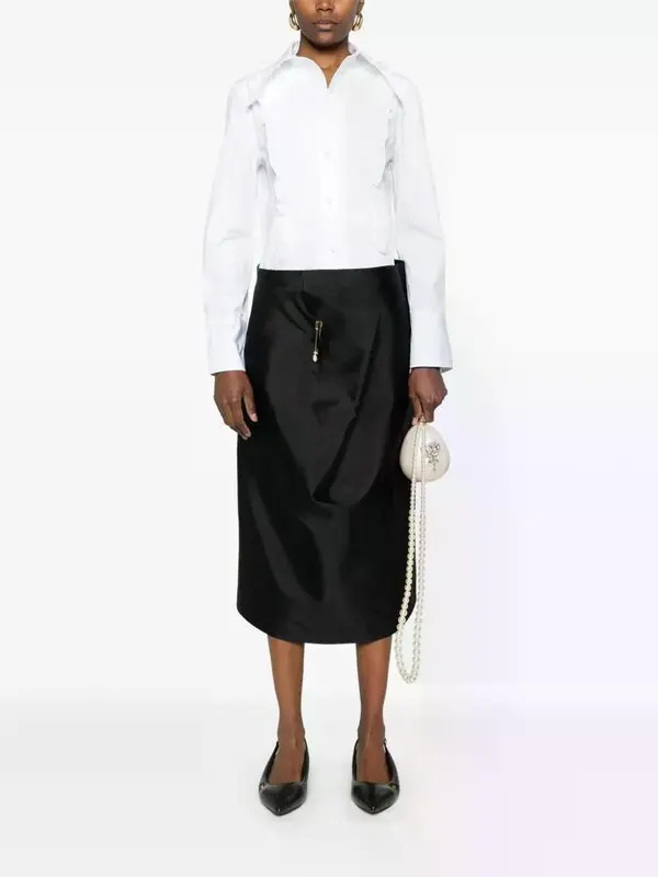 Carven Fold Front Midi Skirt