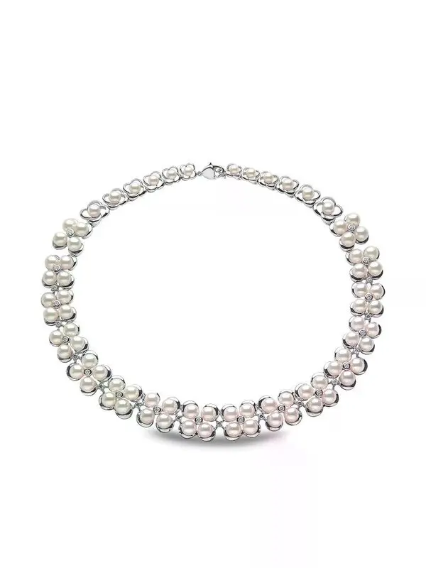 Yoko London 18kt White Gold Akoya Pearl And Diamond Necklace - Silver