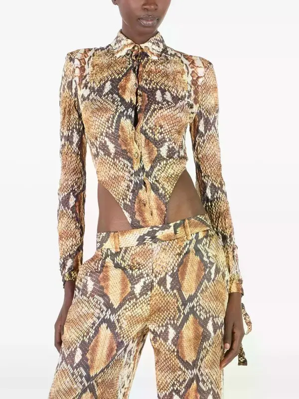 Roberto Cavalli Snakeskin-print Bodysuit