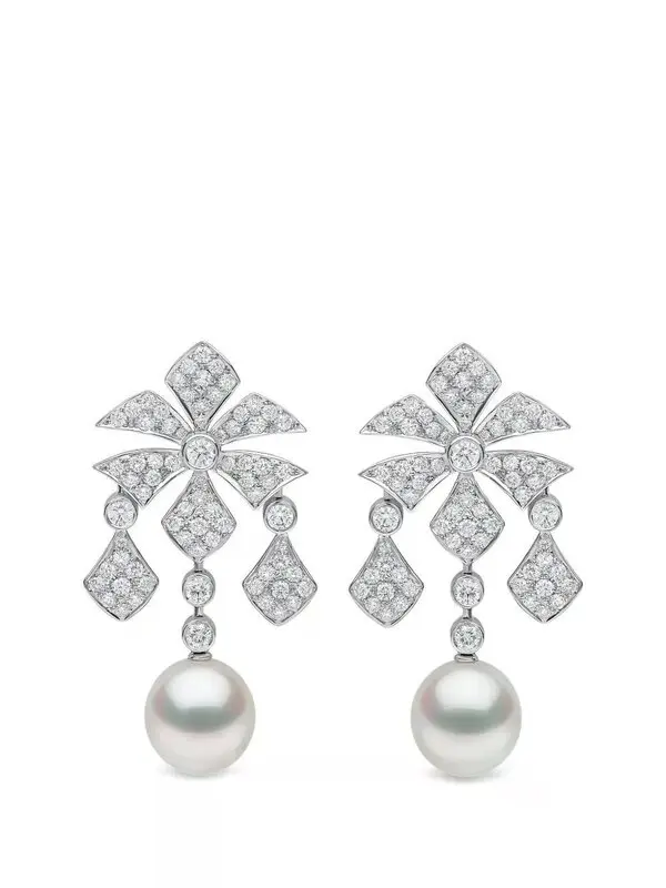 Yoko London 18kt White Gold South Sea Pearl And Diamond Dangle Earrings - Silver