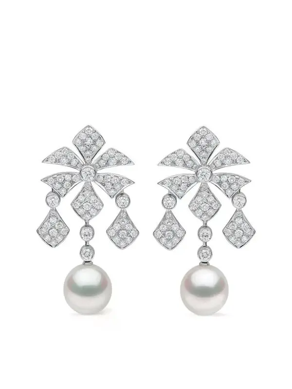 Yoko London 18kt White Gold South Sea Pearl And Diamond Dangle Earrings - Silver
