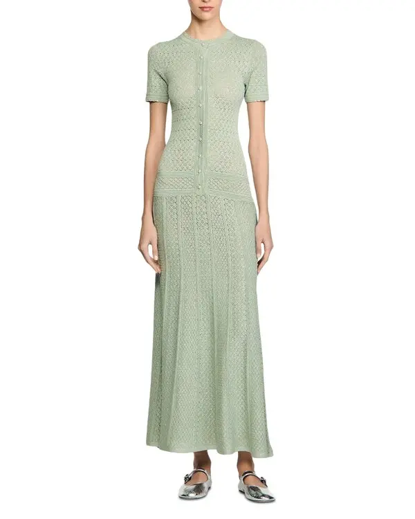 Sandro Knit Maxi Dress In Almond Green - 30% Off | Editorialist