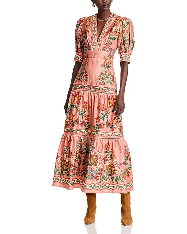 Farm Rio Pink Garden Delight Maxi Dress - Garden Delight Pink