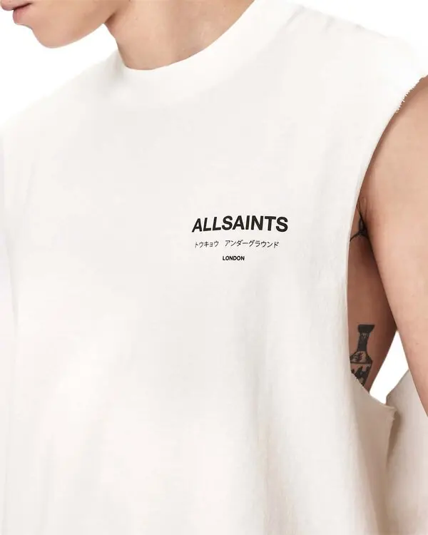 ALLSAINTS Underground Relaxed Fit Sleeveless Tee - Ashen White