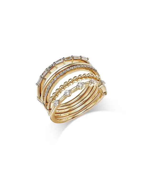 Bloomingdale'S Diamond Multi Row Ring In 14k Yellow - Gold
