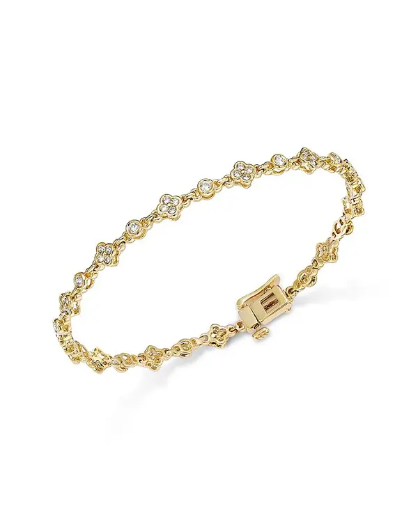Bloomingdale'S Diamond Clover Station Tennis Bracelet - Gold
