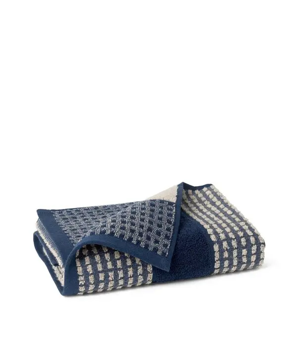 JUNA Check Hand Towel - Dark Blue/sand