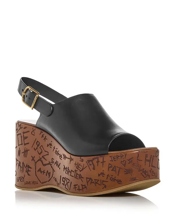 Chloé Maxime Platform Wedge Sandals - Black