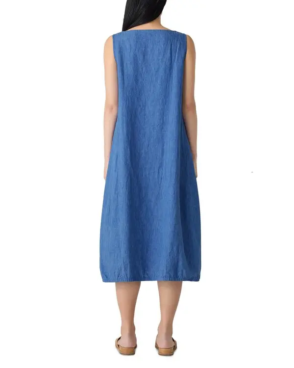 Eileen Fisher Washed Linen Delave Lantern Dress In Ultamarine - 70% Off |  Editorialist