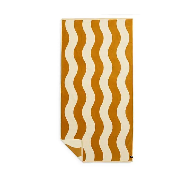 SLOWTIDE Wavy Stripe Beach Towel - Brush Gold