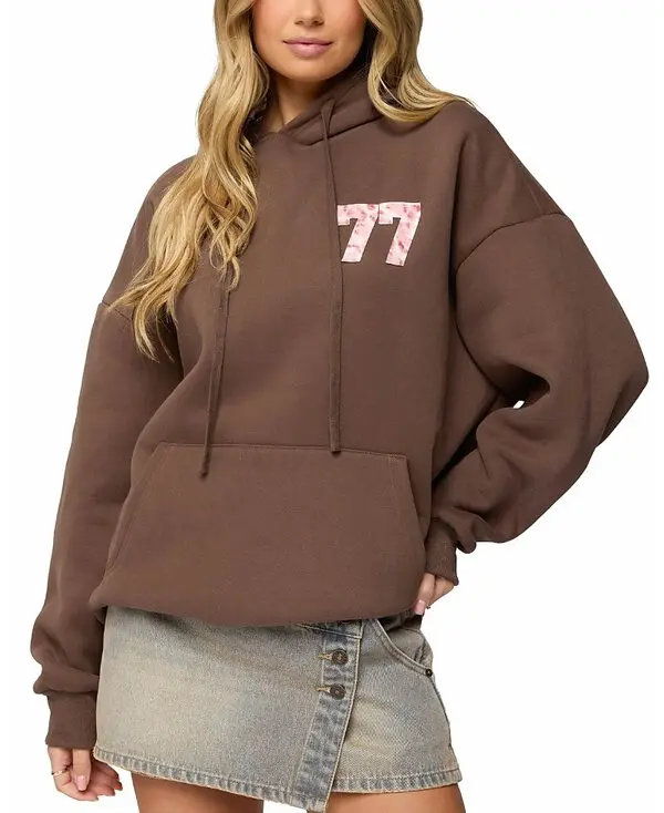 EDIKTED Leopard 77 Oversized Hoodie - Brown