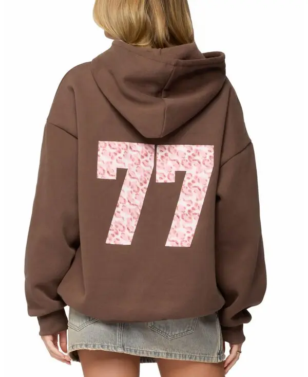 EDIKTED Leopard 77 Oversized Hoodie - Brown