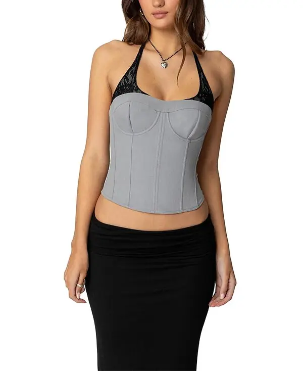 EDIKTED Layered Lace Halter Corset