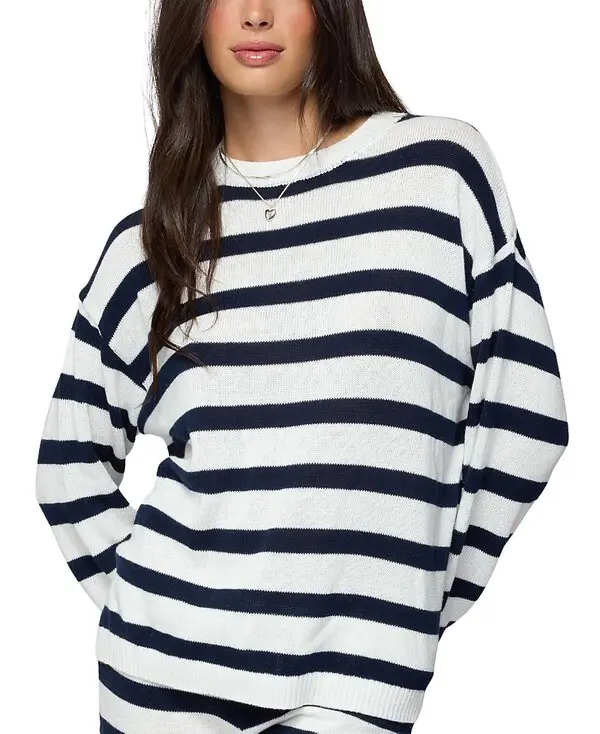 EDIKTED Amaris Oversized Striped Knit Sweater - Navy