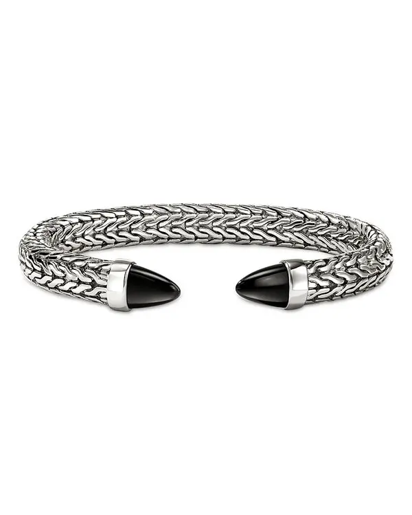 John Hardy Sterling Black Onyx Spear Cuff - Silver