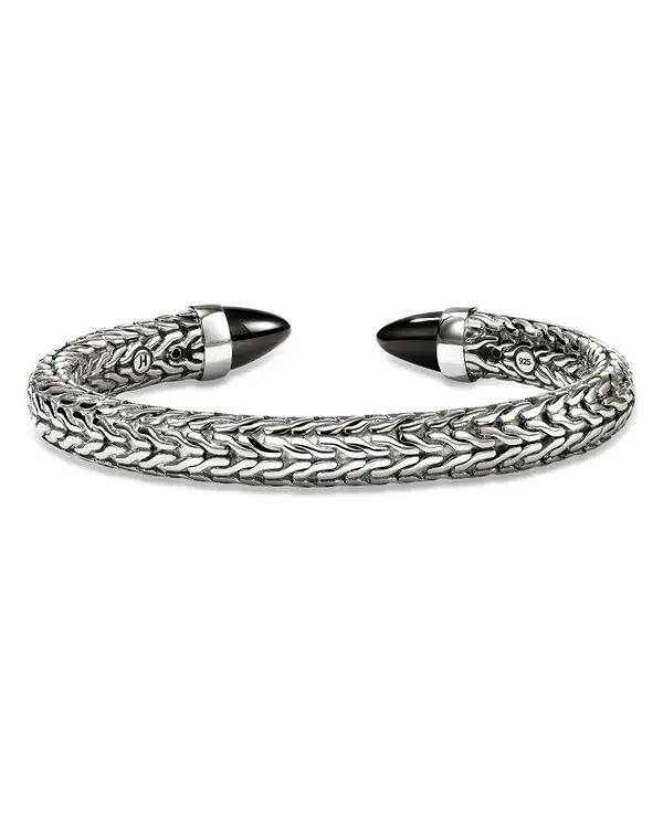 John Hardy Sterling Black Onyx Spear Cuff - Silver