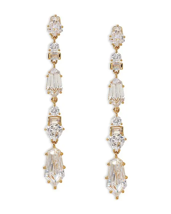 Nadri Luxor Kite Zirconia Linear Earrings - Gold