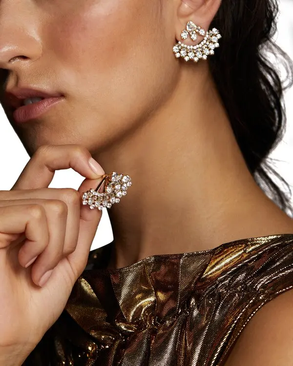 Nadri Luxor Fan Jacket Earrings - Gold