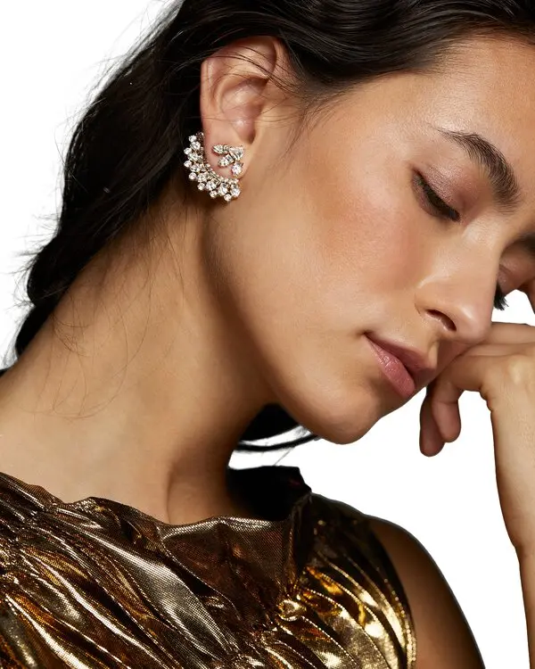 Nadri Luxor Fan Jacket Earrings - Gold