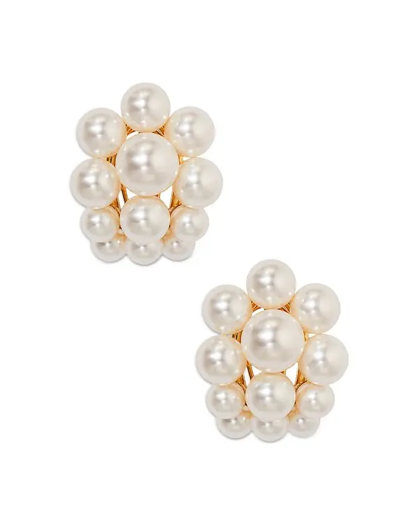 Nadri London Large Cluster Earrings - Gold/white