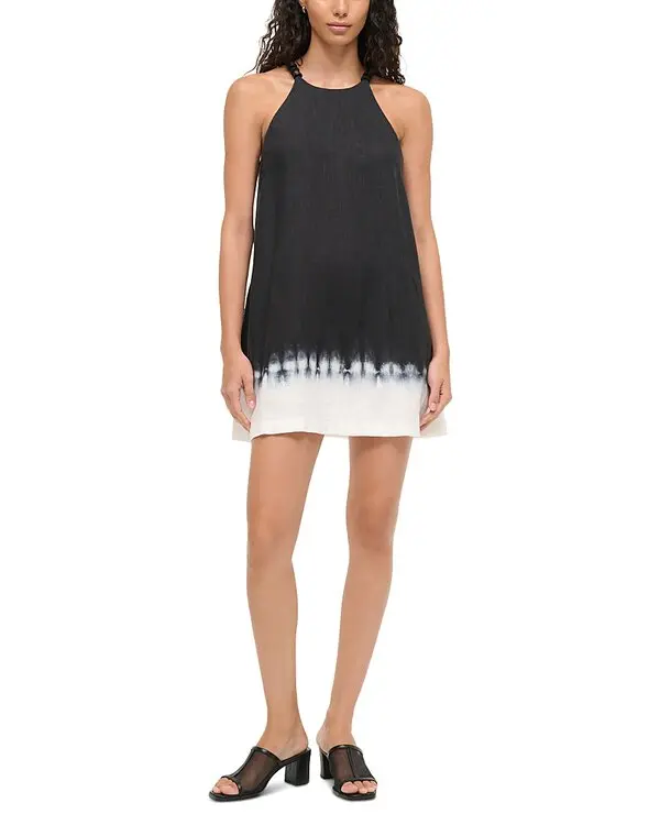 Staud Cabo Linen Dress - Onyx Tie D