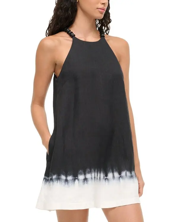Staud Cabo Linen Dress - Onyx Tie D
