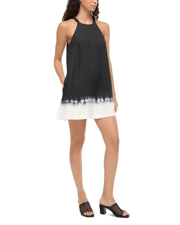 Staud Cabo Linen Dress - Onyx Tie D