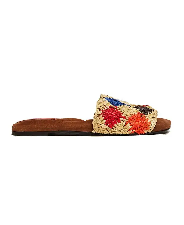 La DoubleJ Crochet Raffia Sandals - Multicolor