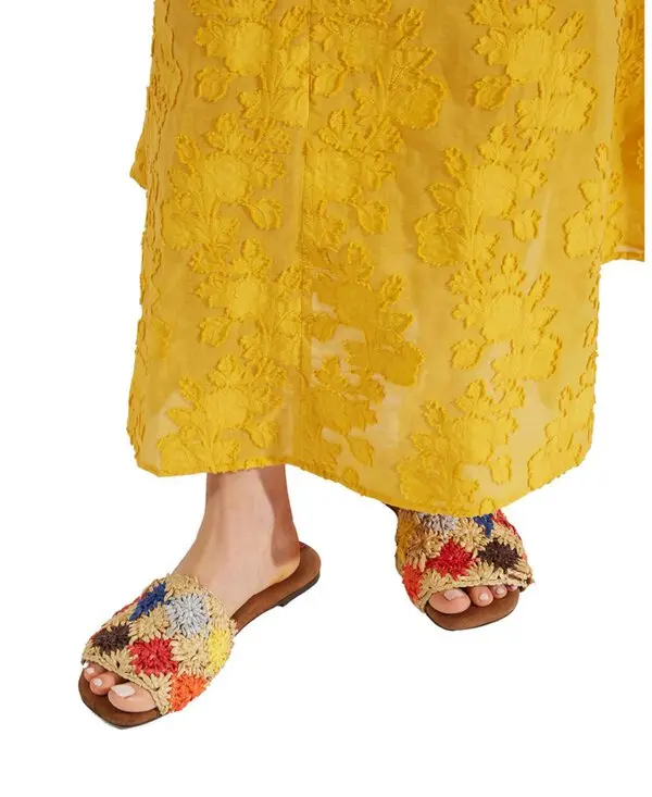 La DoubleJ Crochet Raffia Sandals - Multicolor
