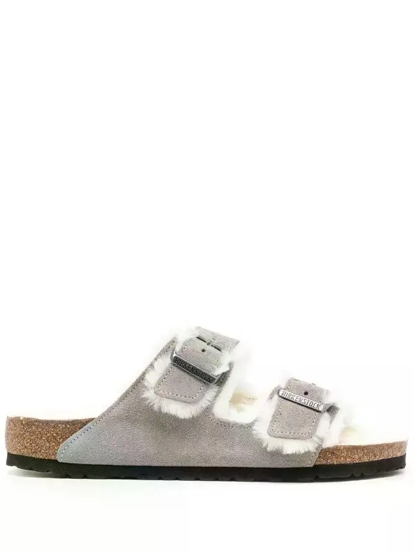 BIRKENSTOCK Arizona Shearling Lined Suede Sandals - Grey