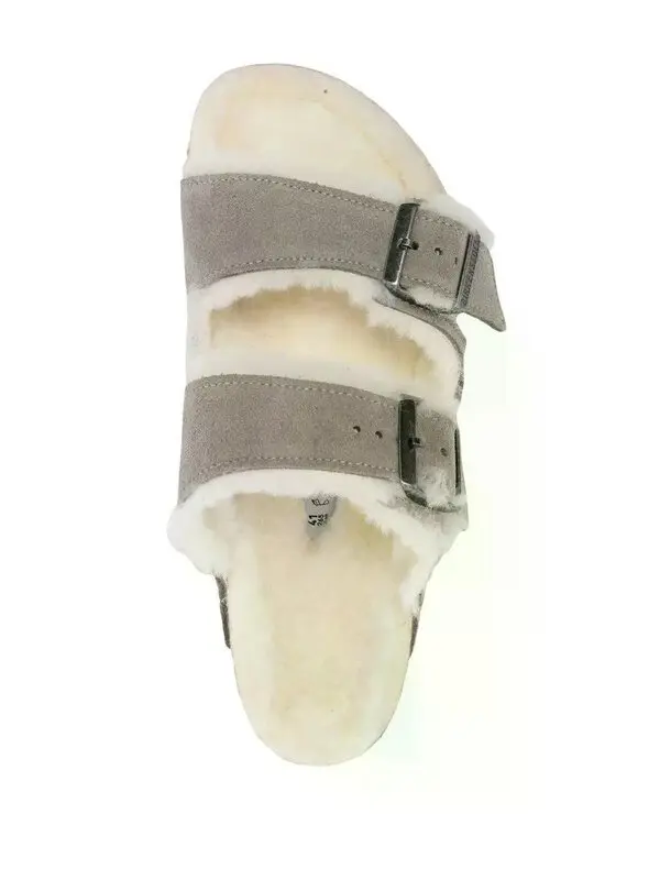 BIRKENSTOCK Arizona Shearling Lined Suede Sandals - Grey