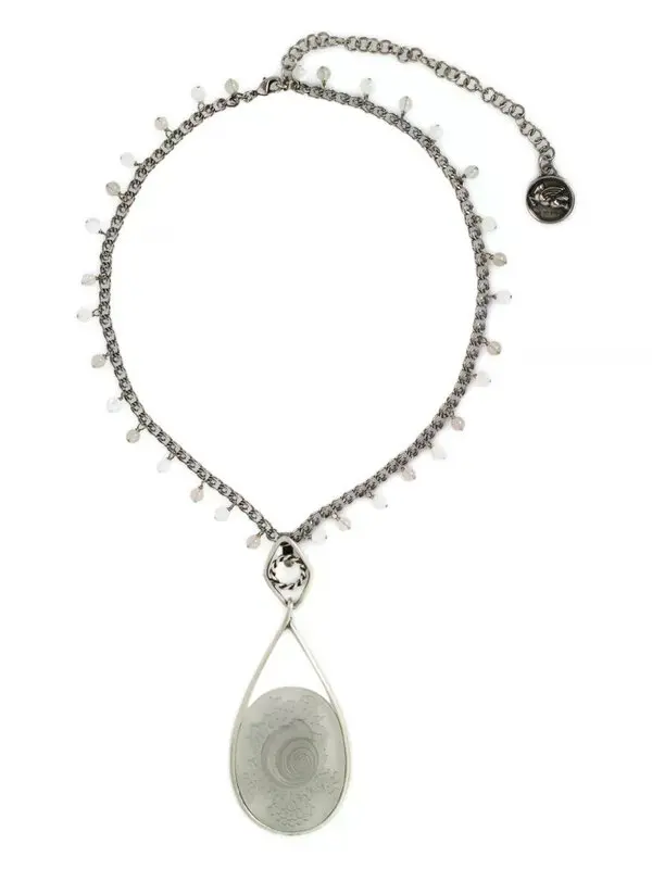 Etro Cameo-shell Pendant Necklace - Silver