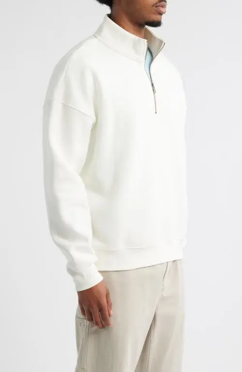 Bp. Cotton-blend Fleece Quarter-zip Pullover - Ivory Egret