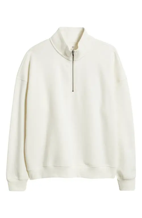 Bp. Cotton-blend Fleece Quarter-zip Pullover - Ivory Egret