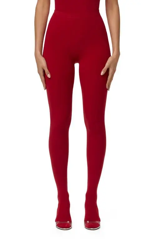 Naked Wardrobe Closed Toe Leggings - Ruby Red