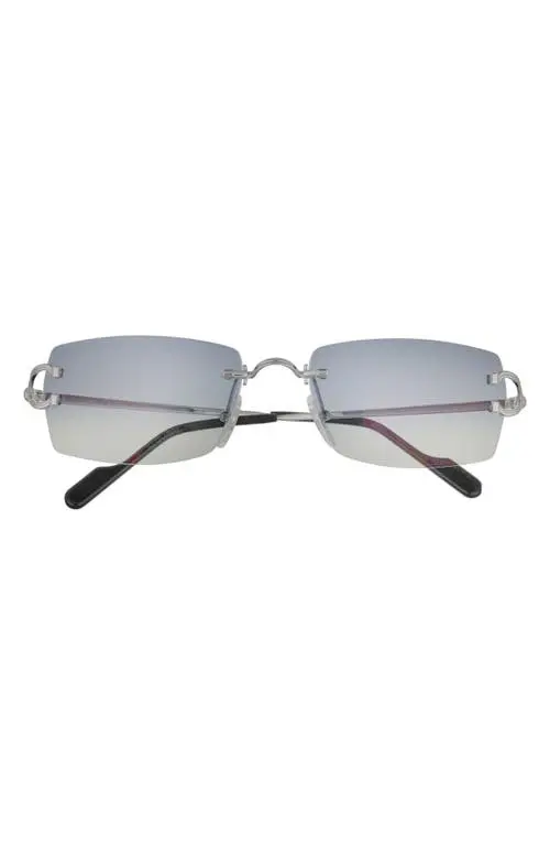 Cartier 56mm Rimless Rectangular Sunglasses - Silver