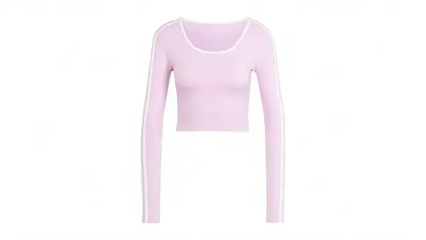 Adidas Adicolor 3-stripes Long Sleeve Crop Top - Light Orchid