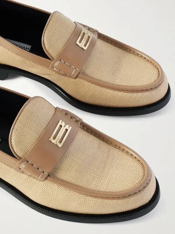 Victoria Beckham Leather-trimmed Raffia Loafers