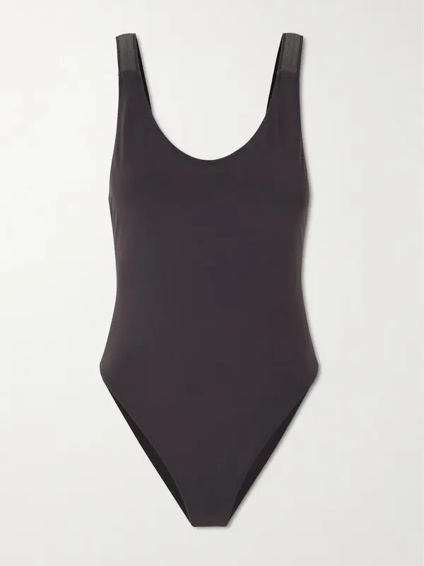 Brunello Cucinelli Bead-embellished One Piece Swimsuit - Brown