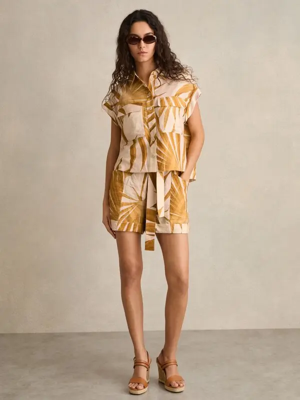 REISS Hannah Palm Print Shirt