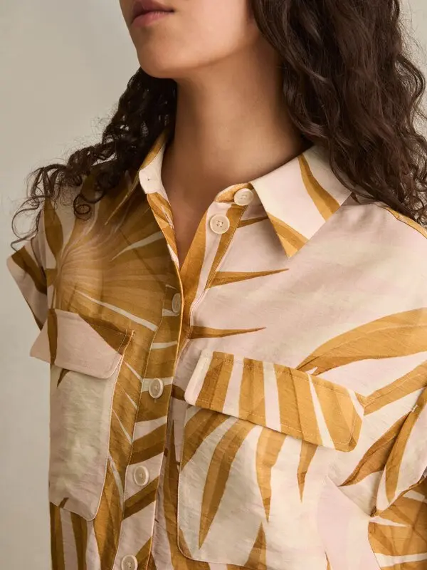 REISS Hannah Palm Print Shirt