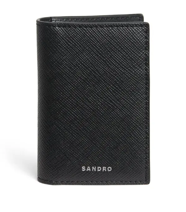 Sandro Reconstituted Leather Bifold Card Holder - Black
