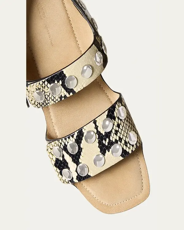 Khaite Boden Studded Leather Flat Sandals - Natural